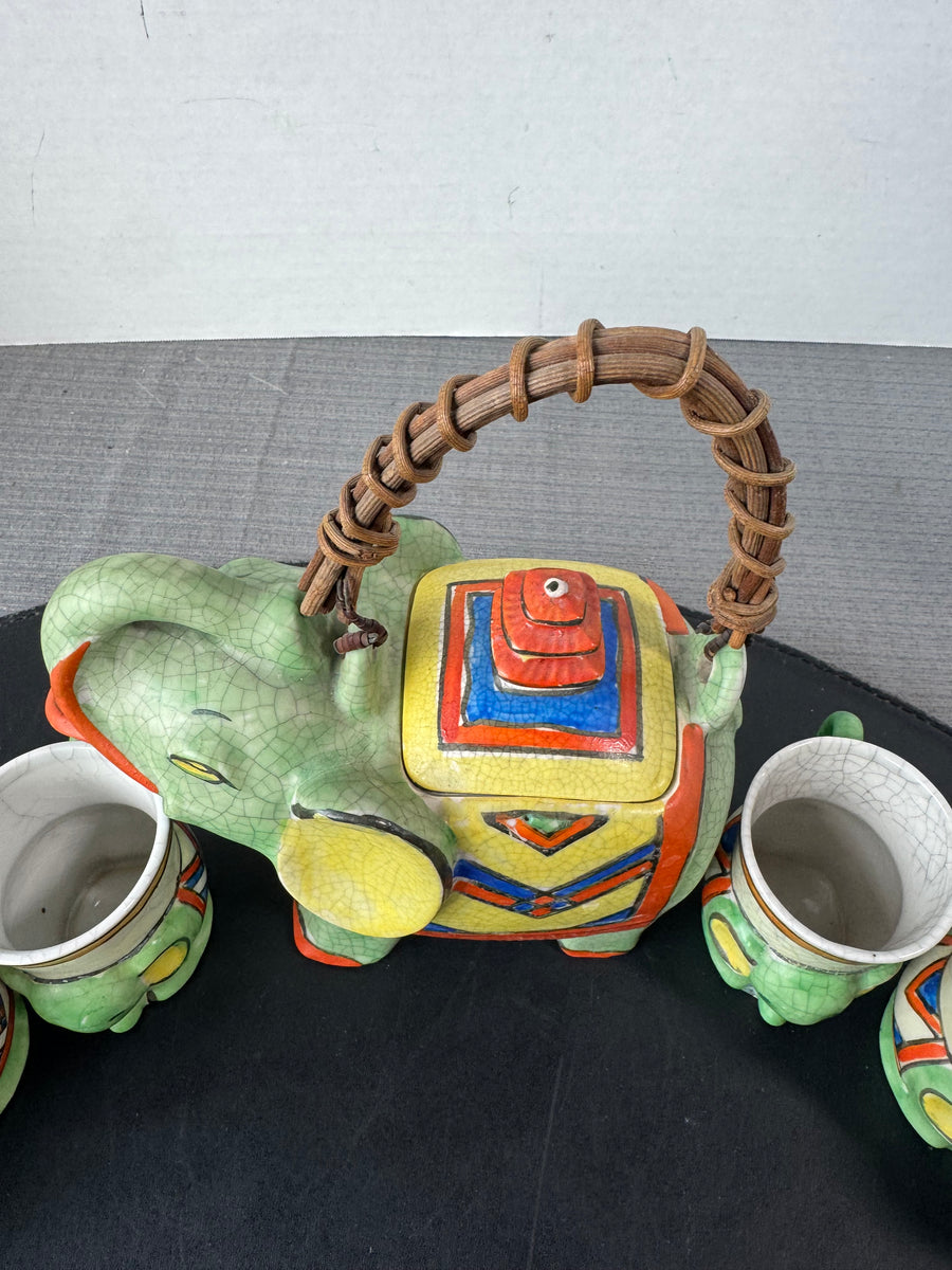 7-Piece T&T Japanese Vintage Crackled Elephant China Tea Set ...