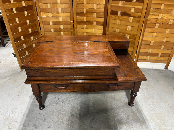 Antique Coffee Table with Flip Top Storage/Desk Top – Williamsburg ...