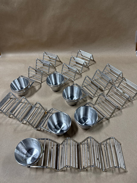 Set Of 6 Stainless Steel Taco Holders And Dipping Cups – Williamsburg ...