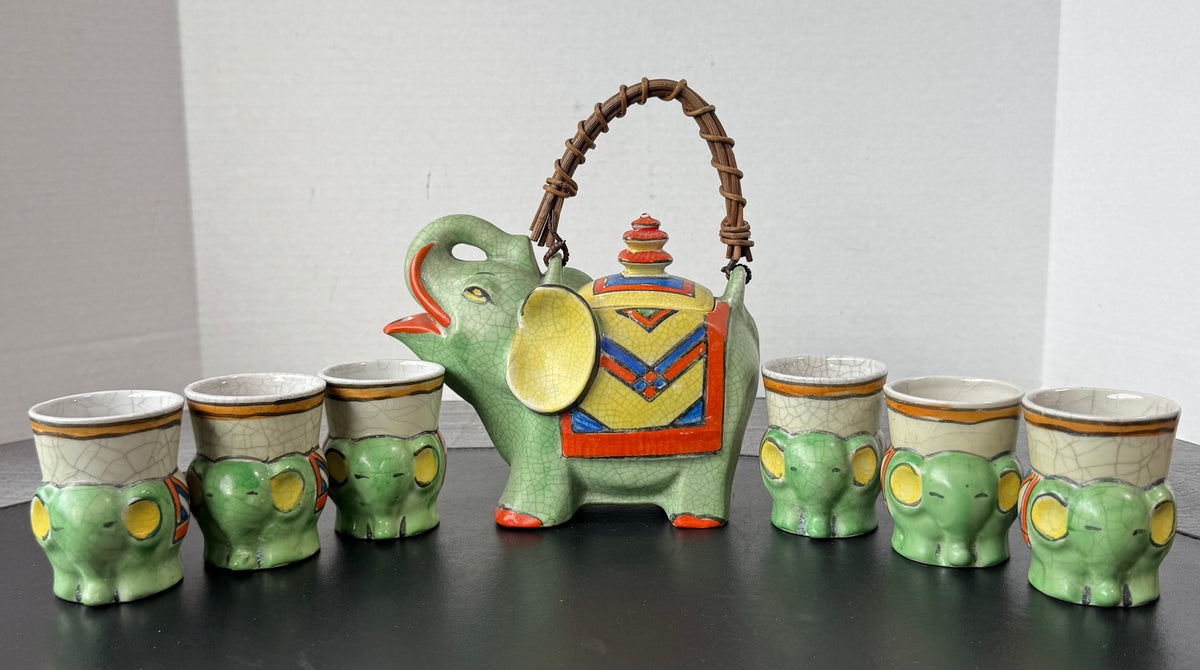 7-Piece T&T Japanese Vintage Crackled Elephant China Tea Set ...