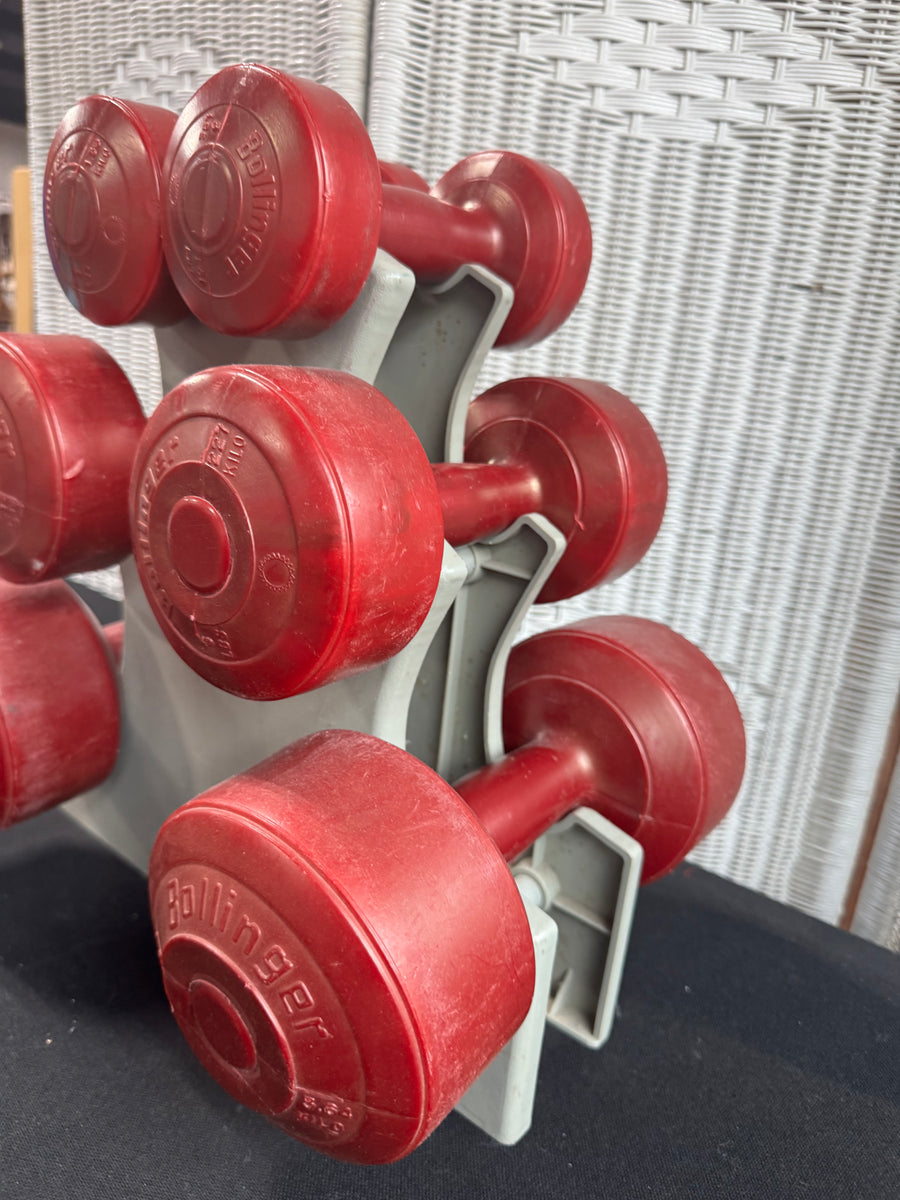 6-Piece Vintage Bollinger Dumbbell Weight Set with Stand – Williamsburg ...