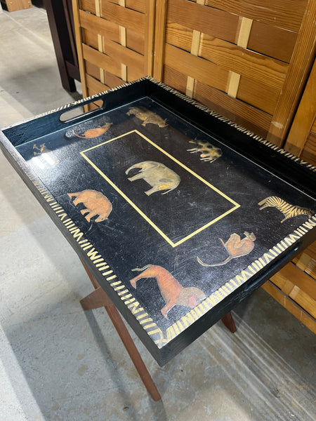 Tray Table with Glass, Folding Luggage Rack Style Base – Williamsburg ...