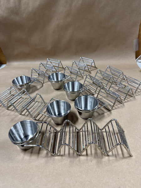Set Of 6 Stainless Steel Taco Holders And Dipping Cups – Williamsburg ...