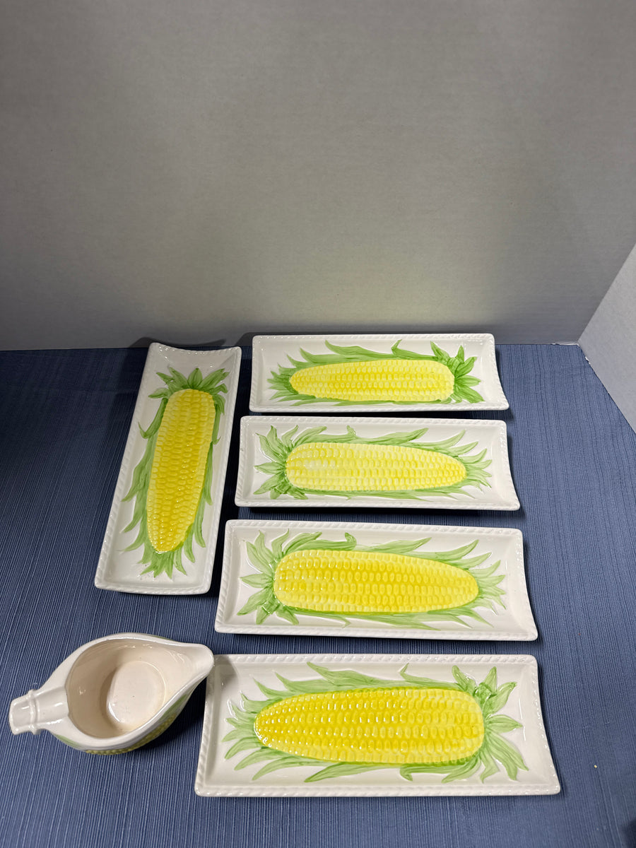 Corn On the Cob Plates And Butter Dish - 6 Pieces – Williamsburg Estate ...