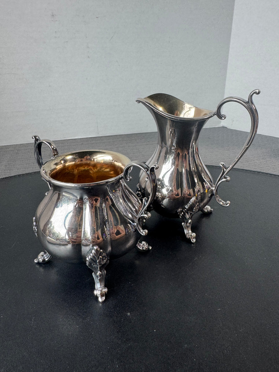 (D) Reed & Barton MCM Vintage Winthrop Silver Plate Small Creamer & Do ...