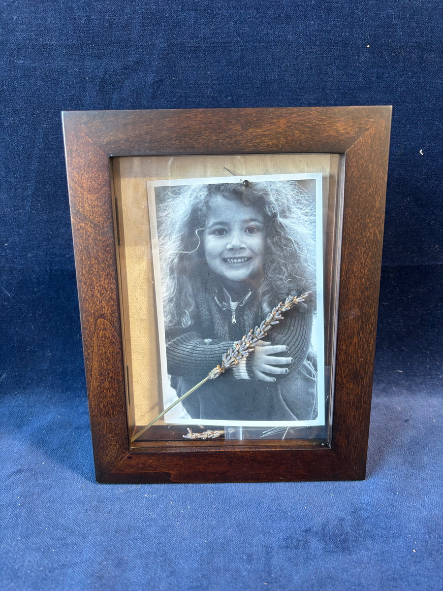 (B)Pottery Barn Espresso Shadow Box With Photo And Flower ...