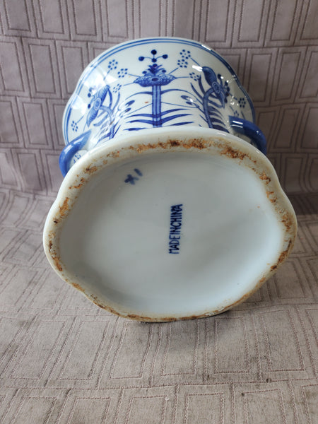 Blue and White Ceramic Planter – Williamsburg Estate Services
